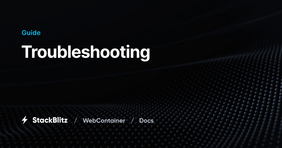 Troubleshooting Webcontainers