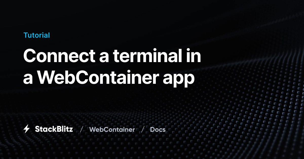 Connect a terminal | WebContainers